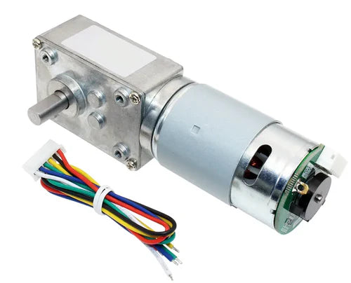 High Torque Self-Locking Worm Gear DC Motor with Encoder – 12V, 215RPM ...